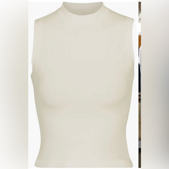 SKIMS | Tops | Skims Bone Cotton Jersey Mock Neck Tank L | Poshmark